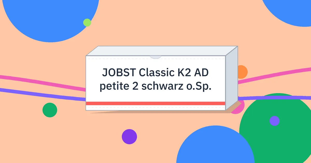 Symbolbild: Packung mit der Aufschrift JOBST Classic K2 AD petite 2 schwarz o.Sp. (PZN 11269515) – Verfügbarkeit und Bezug in Apotheken in Frankfurt am Main