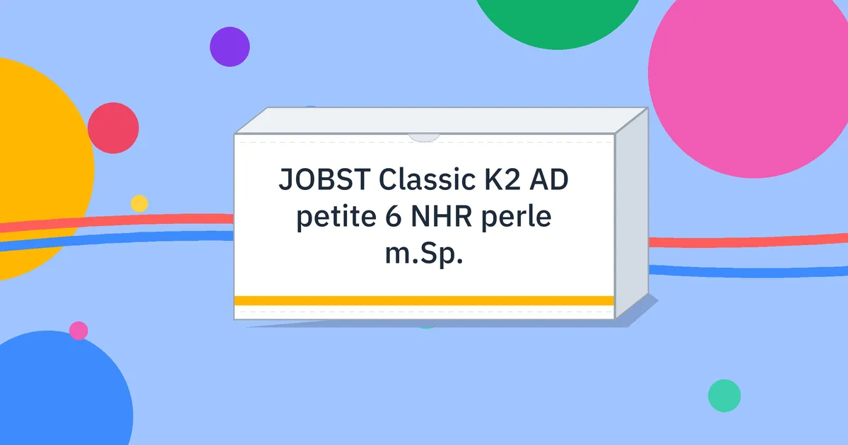 Symbolbild: Packung mit der Aufschrift JOBST Classic K2 AD petite 6 NHR perle m.Sp. (PZN 13060920) – Verfügbarkeit und Bezug in Apotheken in Frankfurt am Main