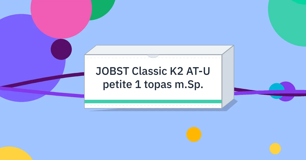Symbolbild: Packung mit der Aufschrift JOBST Classic K2 AT-U petite 1 topas m.Sp. (PZN 13068270) – Verfügbarkeit und Bezug in Apotheken in Frankfurt am Main