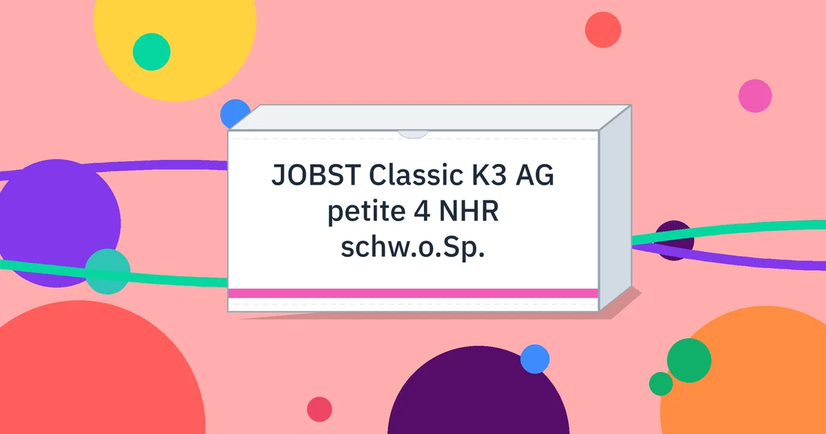 Symbolbild: Packung mit der Aufschrift JOBST Classic K3 AG petite 4 NHR schw.o.Sp. (PZN 13073006) – Verfügbarkeit und Bezug in Apotheken in Frankfurt am Main