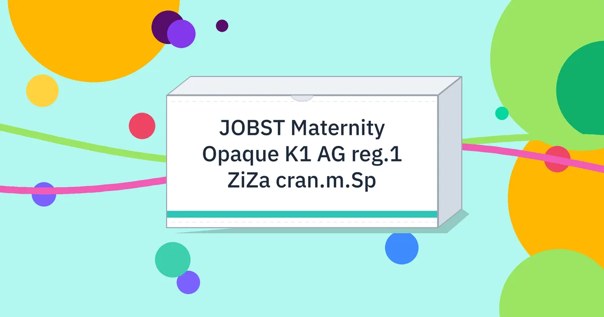 Symbolbild: Packung mit der Aufschrift JOBST Maternity Opaque K1 AG reg.1 ZiZa cran.m.Sp (PZN 15856971) – Verfügbarkeit und Bezug in Apotheken in Frankfurt am Main