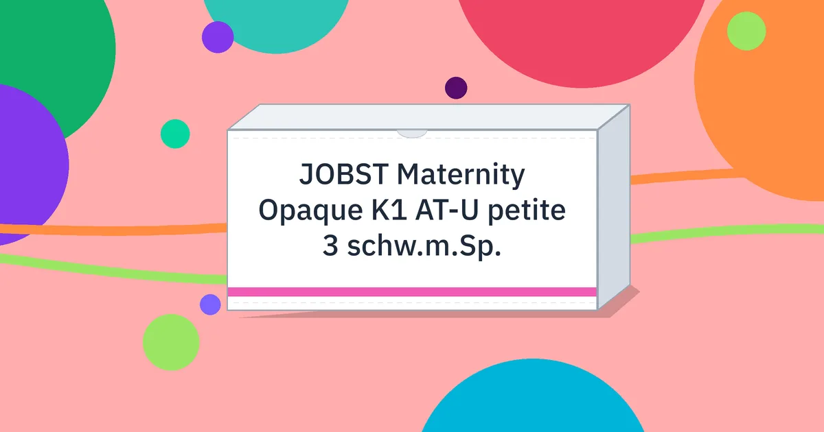 Symbolbild: Packung mit der Aufschrift JOBST Maternity Opaque K1 AT-U petite 3 schw.m.Sp. (PZN 15853062) – Verfügbarkeit und Bezug in Apotheken in Frankfurt am Main