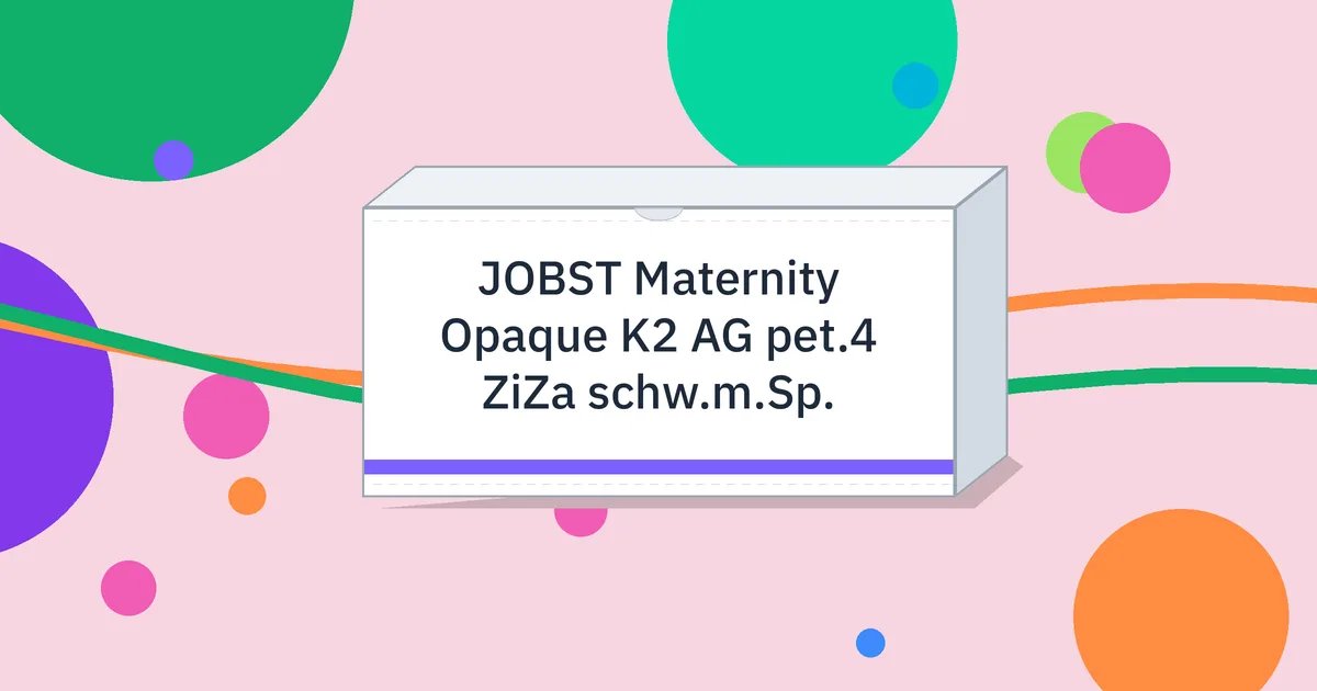Symbolbild: Packung mit der Aufschrift JOBST Maternity Opaque K2 AG pet.4 ZiZa schw.m.Sp. (PZN 15853777) – Verfügbarkeit und Bezug in Apotheken in Frankfurt am Main
