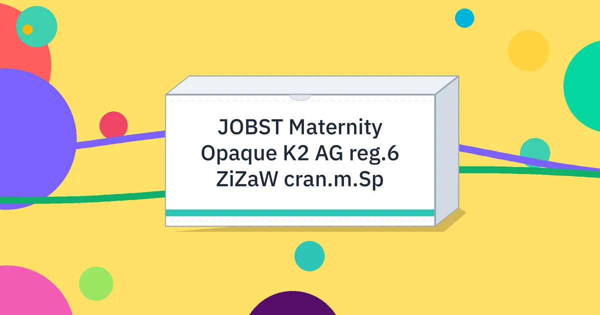 Symbolbild: Packung mit der Aufschrift JOBST Maternity Opaque K2 AG reg.6 ZiZaW cran.m.Sp (PZN 15858355) – Verfügbarkeit und Bezug in Apotheken in Frankfurt am Main
