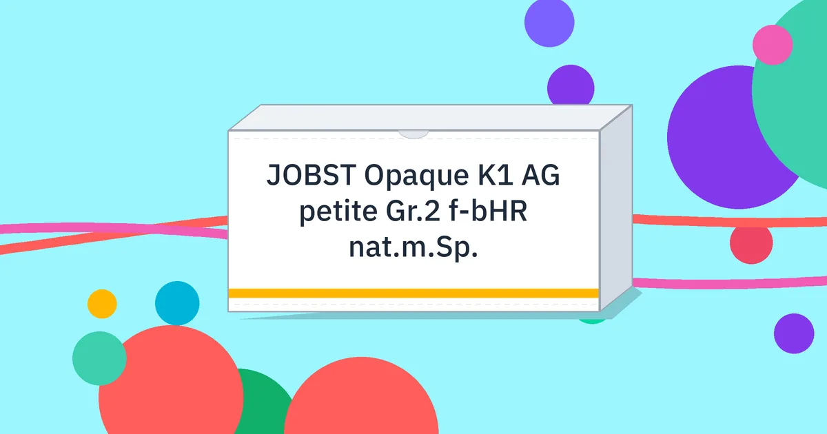 Symbolbild: Packung mit der Aufschrift JOBST Opaque K1 AG petite Gr.2 f-bHR nat.m.Sp. (PZN 13083648) – Verfügbarkeit und Bezug in Apotheken in Frankfurt am Main