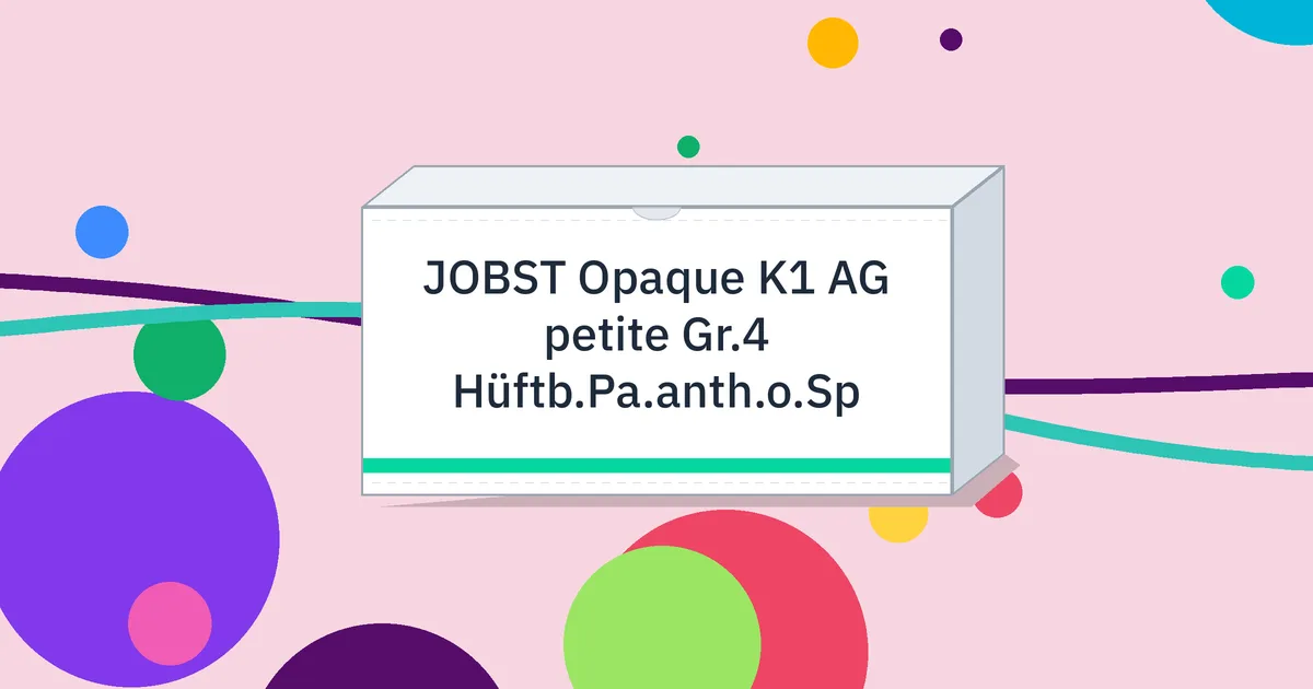 Symbolbild: Packung mit der Aufschrift JOBST Opaque K1 AG petite Gr.4 Hüftb.Pa.anth.o.Sp (PZN 16273065) – Verfügbarkeit und Bezug in Apotheken in Frankfurt am Main