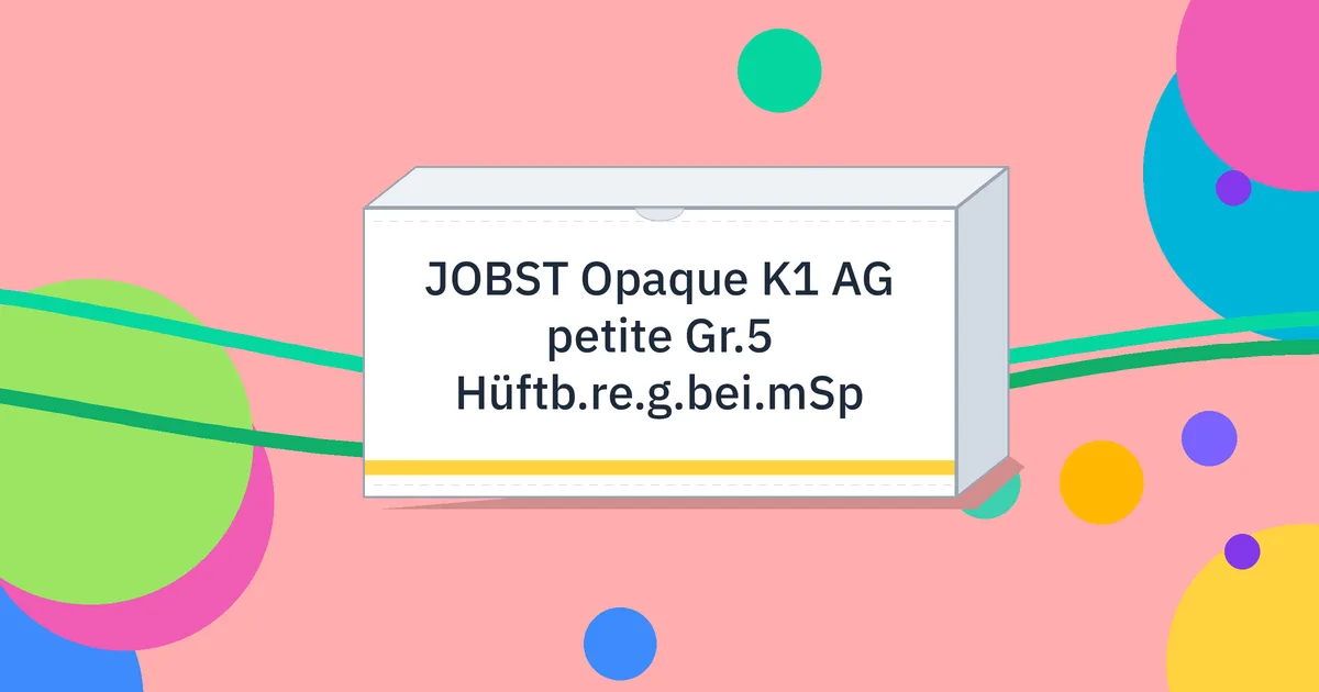 Symbolbild: Packung mit der Aufschrift JOBST Opaque K1 AG petite Gr.5 Hüftb.re.g.bei.mSp (PZN 16273415) – Verfügbarkeit und Bezug in Apotheken in Frankfurt am Main