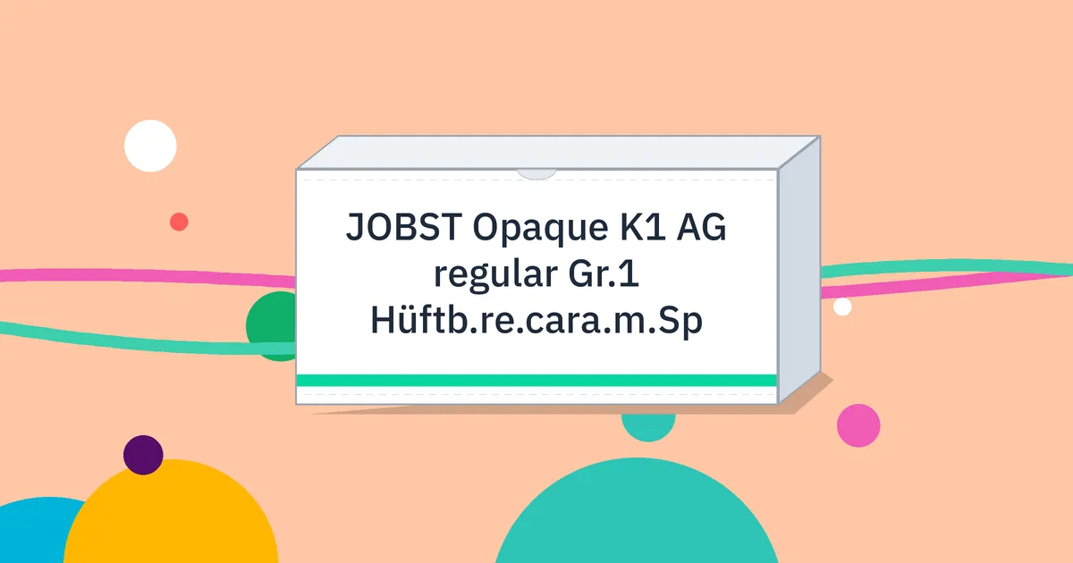 Symbolbild: Packung mit der Aufschrift JOBST Opaque K1 AG regular Gr.1 Hüftb.re.cara.m.Sp (PZN 13101116) – Verfügbarkeit und Bezug in Apotheken in Frankfurt am Main