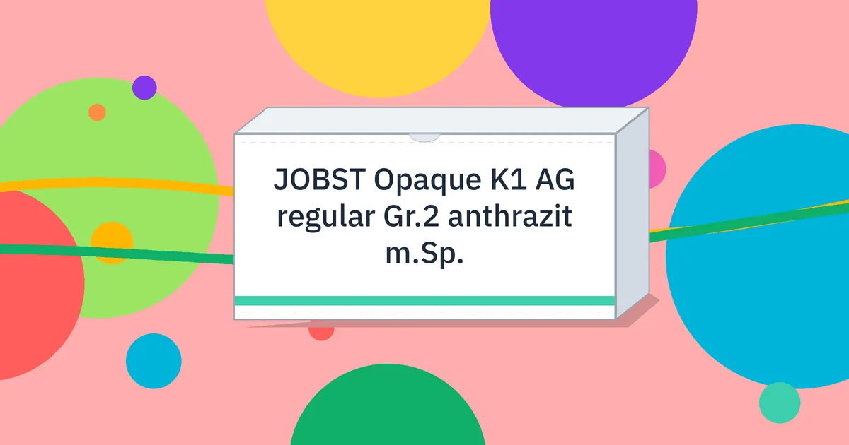 Symbolbild: Packung mit der Aufschrift JOBST Opaque K1 AG regular Gr.2 anthrazit m.Sp. (PZN 16267981) – Verfügbarkeit und Bezug in Apotheken in Frankfurt am Main