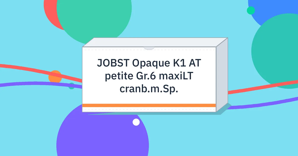 Symbolbild: Packung mit der Aufschrift JOBST Opaque K1 AT petite Gr.6 maxiLT cranb.m.Sp. (PZN 13102736) – Verfügbarkeit und Bezug in Apotheken in Frankfurt am Main