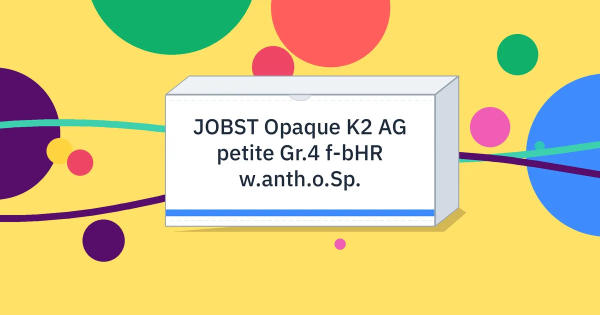 Symbolbild: Packung mit der Aufschrift JOBST Opaque K2 AG petite Gr.4 f-bHR w.anth.o.Sp. (PZN 16286530) – Verfügbarkeit und Bezug in Apotheken in Frankfurt am Main