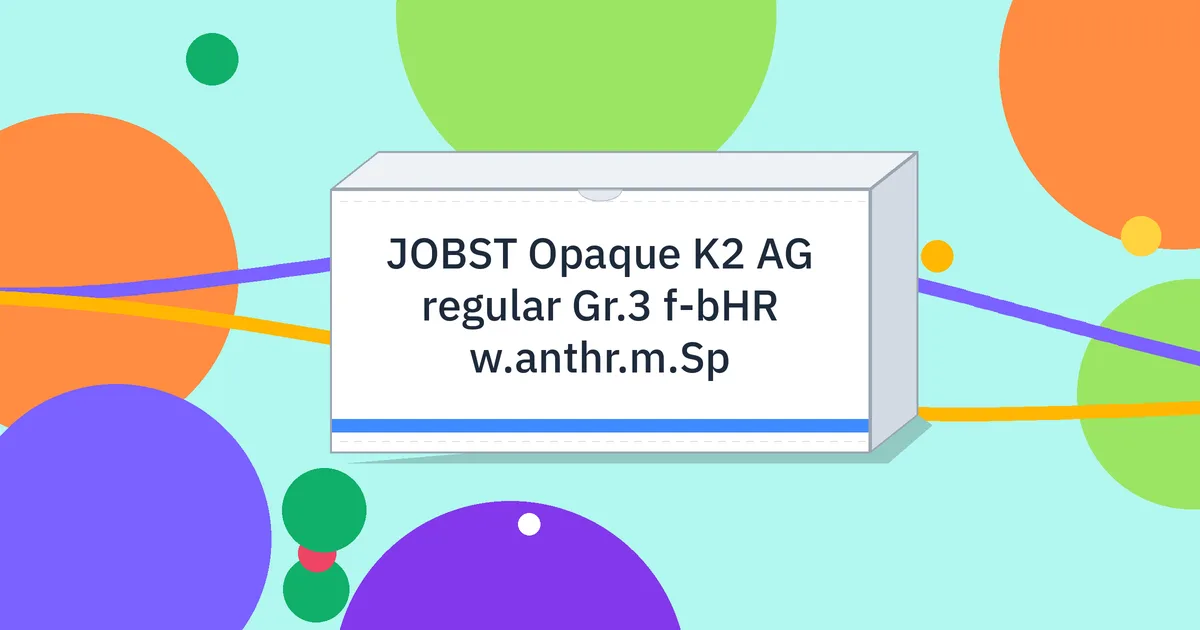 Symbolbild: Packung mit der Aufschrift JOBST Opaque K2 AG regular Gr.3 f-bHR w.anthr.m.Sp (PZN 16283075) – Verfügbarkeit und Bezug in Apotheken in Frankfurt am Main