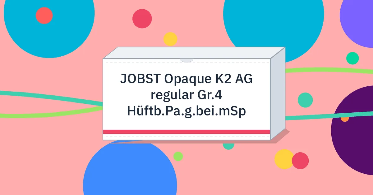 Symbolbild: Packung mit der Aufschrift JOBST Opaque K2 AG regular Gr.4 Hüftb.Pa.g.bei.mSp (PZN 16286932) – Verfügbarkeit und Bezug in Apotheken in Frankfurt am Main
