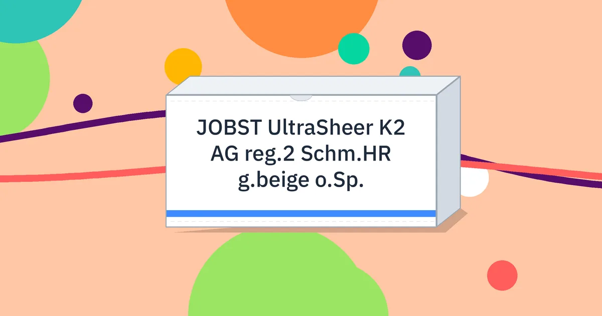 Symbolbild: Packung mit der Aufschrift JOBST UltraSheer K2 AG reg.2 Schm.HR g.beige o.Sp. (PZN 16301761) – Verfügbarkeit und Bezug in Apotheken in Frankfurt am Main