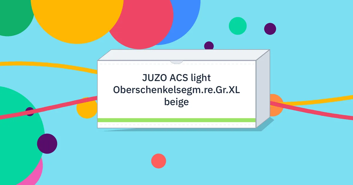 Symbolbild: Packung mit der Aufschrift JUZO ACS light Oberschenkelsegm.re.Gr.XL beige (PZN 13885448) – Verfügbarkeit und Bezug in Apotheken in Frankfurt am Main