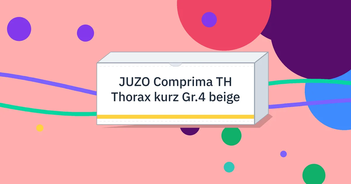 Symbolbild: Packung mit der Aufschrift JUZO Comprima TH Thorax kurz Gr.4 beige (PZN 20782217) – Verfügbarkeit und Bezug in Apotheken in Frankfurt am Main