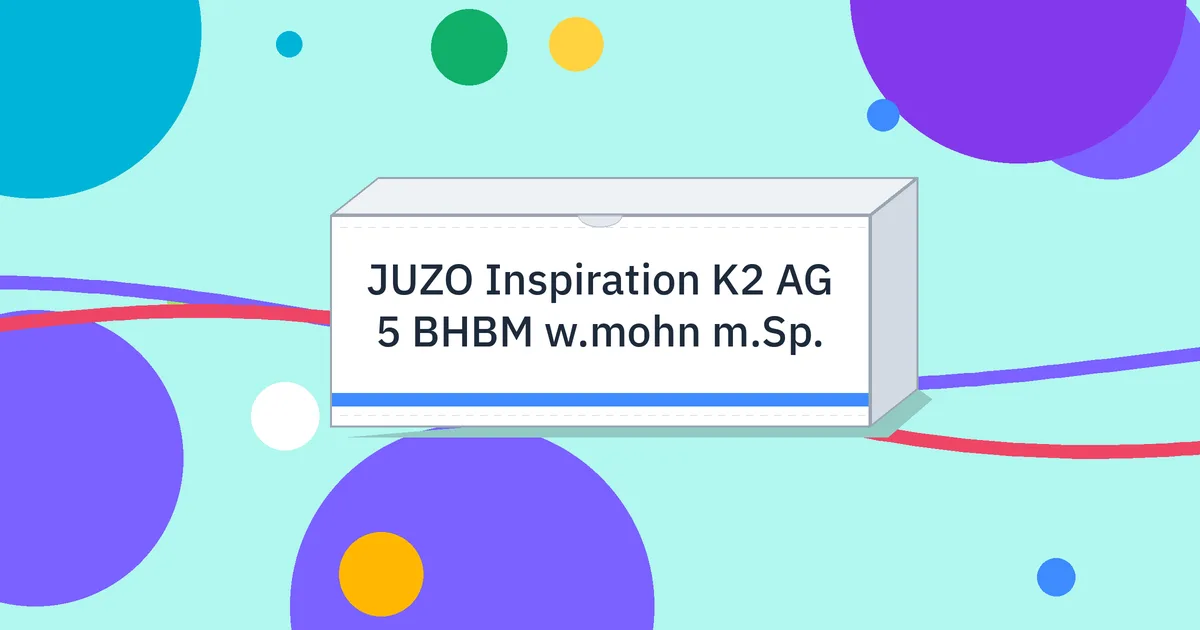 Symbolbild: Packung mit der Aufschrift JUZO Inspiration K2 AG 5 BHBM w.mohn m.Sp. (PZN 14882914) – Verfügbarkeit und Bezug in Apotheken in Frankfurt am Main