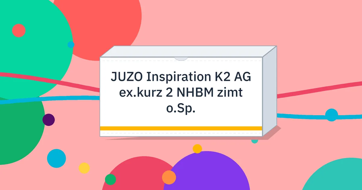 Symbolbild: Packung mit der Aufschrift JUZO Inspiration K2 AG ex.kurz 2 NHBM zimt o.Sp. (PZN 14951302) – Verfügbarkeit und Bezug in Apotheken in Frankfurt am Main