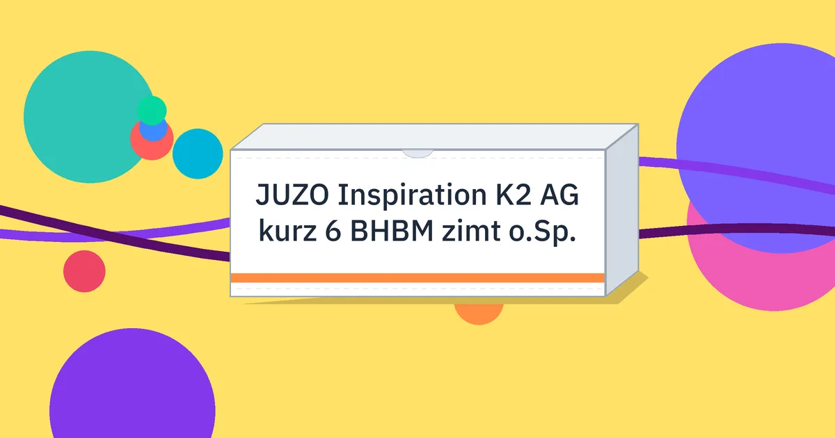 Symbolbild: Packung mit der Aufschrift JUZO Inspiration K2 AG kurz 6 BHBM zimt o.Sp. (PZN 14877267) – Verfügbarkeit und Bezug in Apotheken in Frankfurt am Main