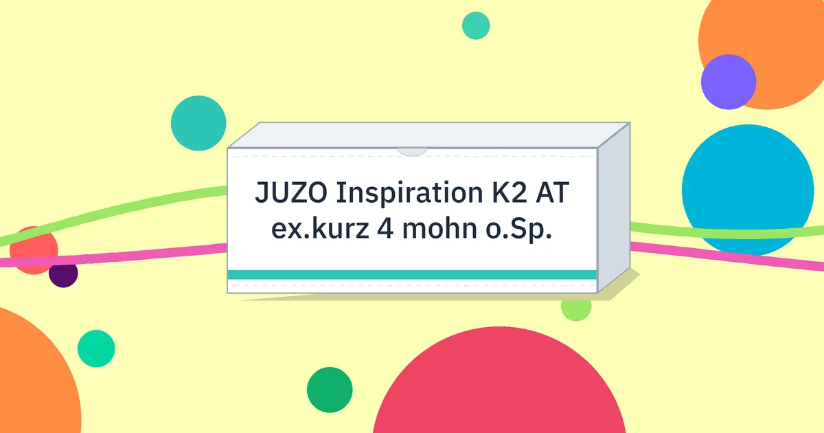 Symbolbild: Packung mit der Aufschrift JUZO Inspiration K2 AT ex.kurz 4 mohn o.Sp. (PZN 14932233) – Verfügbarkeit und Bezug in Apotheken in Frankfurt am Main