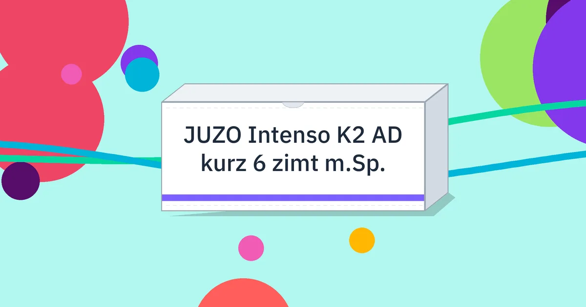Symbolbild: Packung mit der Aufschrift JUZO Intenso K2 AD kurz 6 zimt m.Sp. (PZN 18607412) – Verfügbarkeit und Bezug in Apotheken in Frankfurt am Main