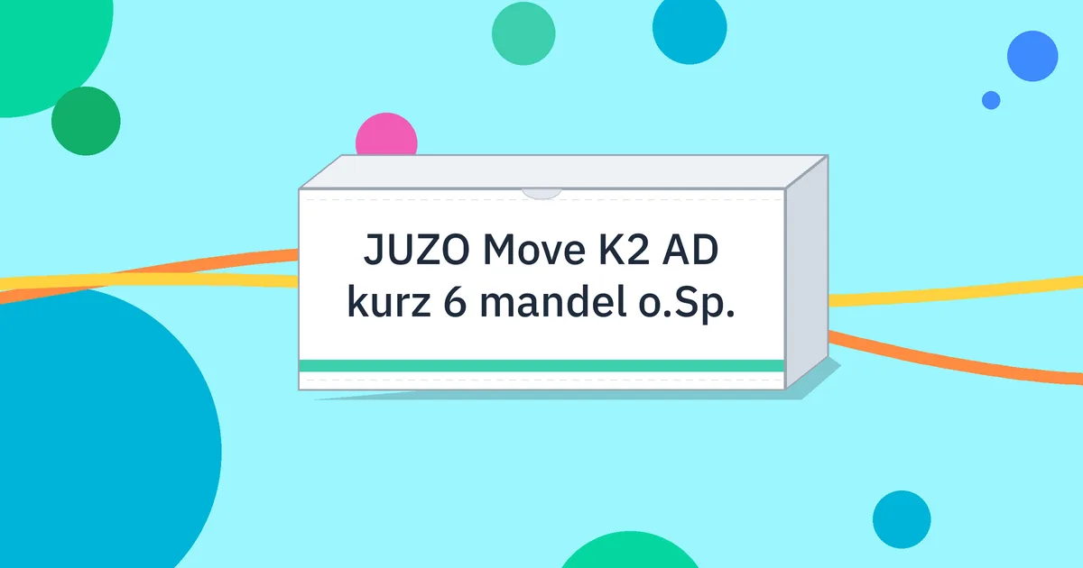 Symbolbild: Packung mit der Aufschrift JUZO Move K2 AD kurz 6 mandel o.Sp. (PZN 16342317) – Verfügbarkeit und Bezug in Apotheken in Frankfurt am Main