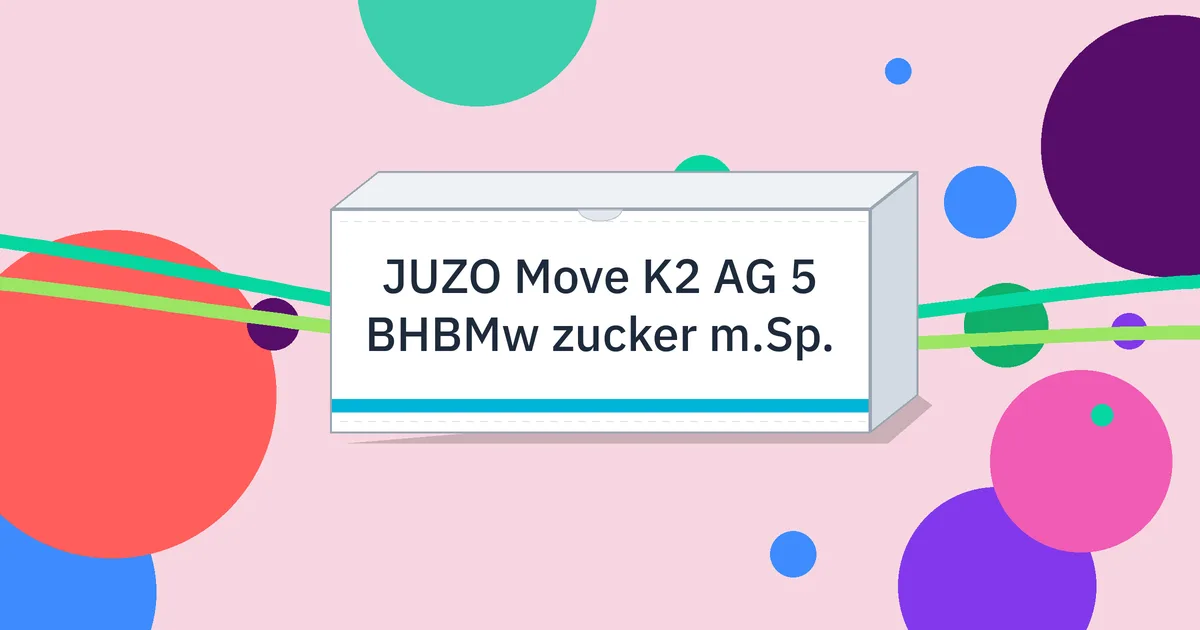 Symbolbild: Packung mit der Aufschrift JUZO Move K2 AG 5 BHBMw zucker m.Sp. (PZN 18524790) – Verfügbarkeit und Bezug in Apotheken in Frankfurt am Main