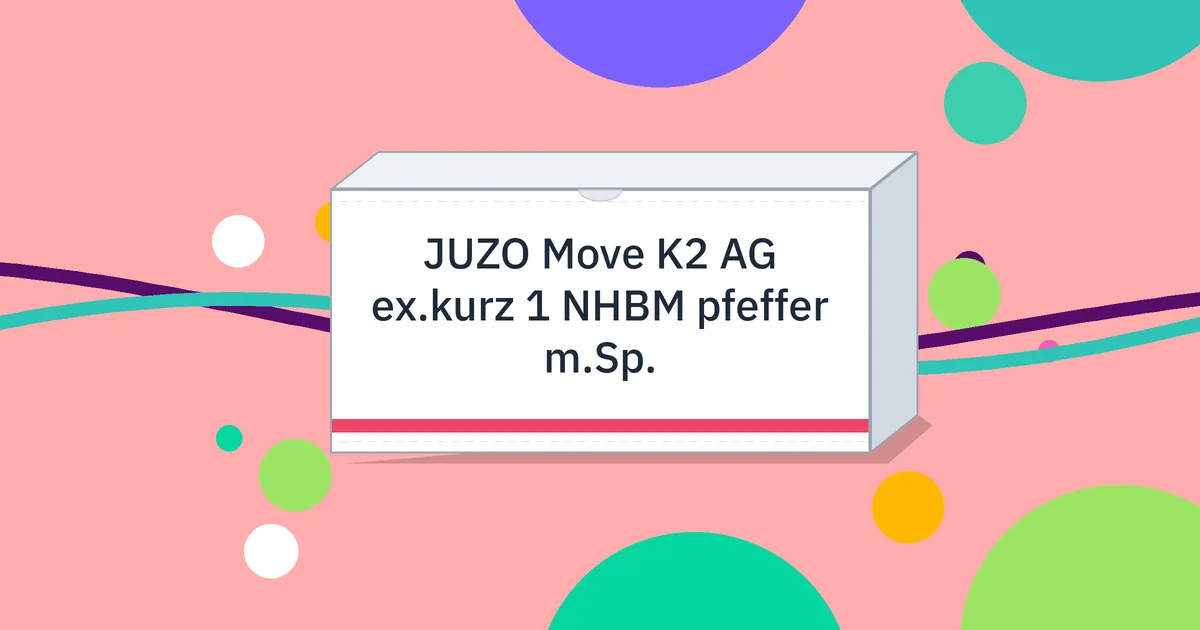 Symbolbild: Packung mit der Aufschrift JUZO Move K2 AG ex.kurz 1 NHBM pfeffer m.Sp. (PZN 16642580) – Verfügbarkeit und Bezug in Apotheken in Frankfurt am Main