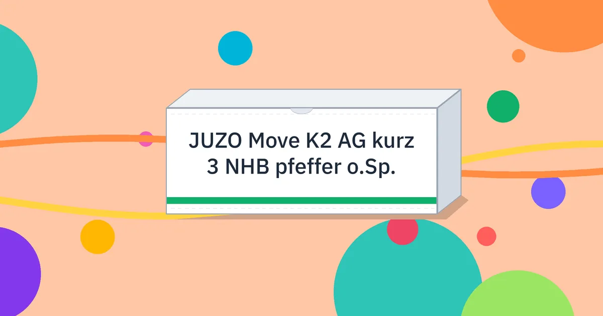 Symbolbild: Packung mit der Aufschrift JUZO Move K2 AG kurz 3 NHB pfeffer o.Sp. (PZN 16638905) – Verfügbarkeit und Bezug in Apotheken in Frankfurt am Main