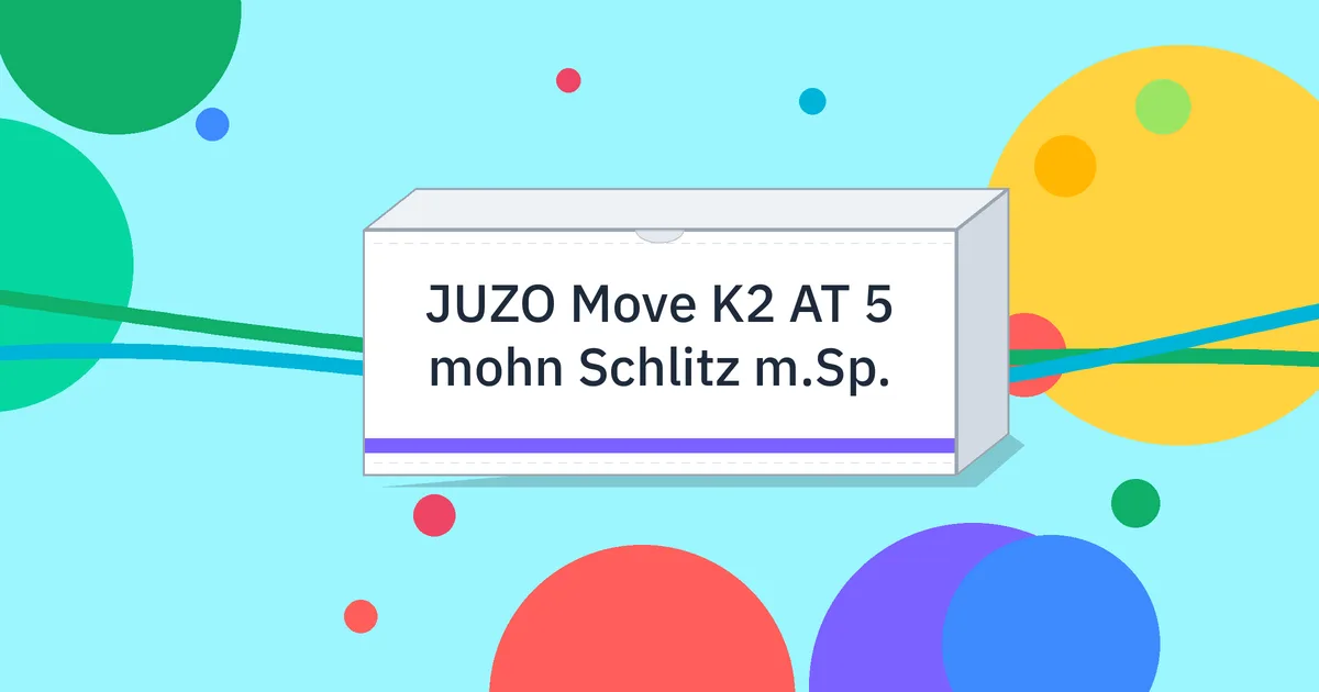 Symbolbild: Packung mit der Aufschrift JUZO Move K2 AT 5 mohn Schlitz m.Sp. (PZN 20668935) – Verfügbarkeit und Bezug in Apotheken in Frankfurt am Main