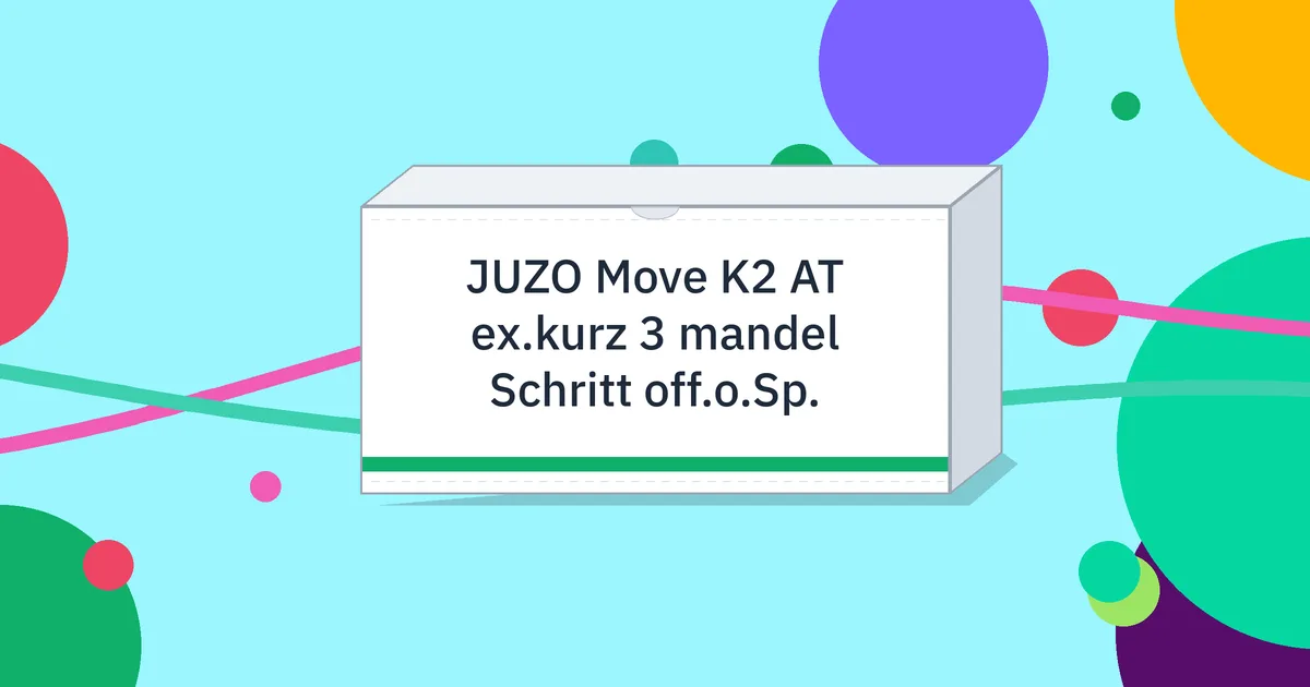 Symbolbild: Packung mit der Aufschrift JUZO Move K2 AT ex.kurz 3 mandel Schritt off.o.Sp. (PZN 20672931) – Verfügbarkeit und Bezug in Apotheken in Frankfurt am Main