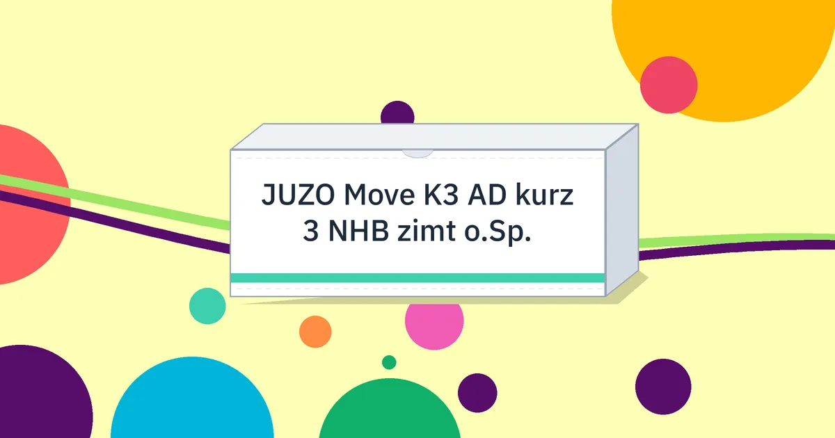 Symbolbild: Packung mit der Aufschrift JUZO Move K3 AD kurz 3 NHB zimt o.Sp. (PZN 18568787) – Verfügbarkeit und Bezug in Apotheken in Frankfurt am Main