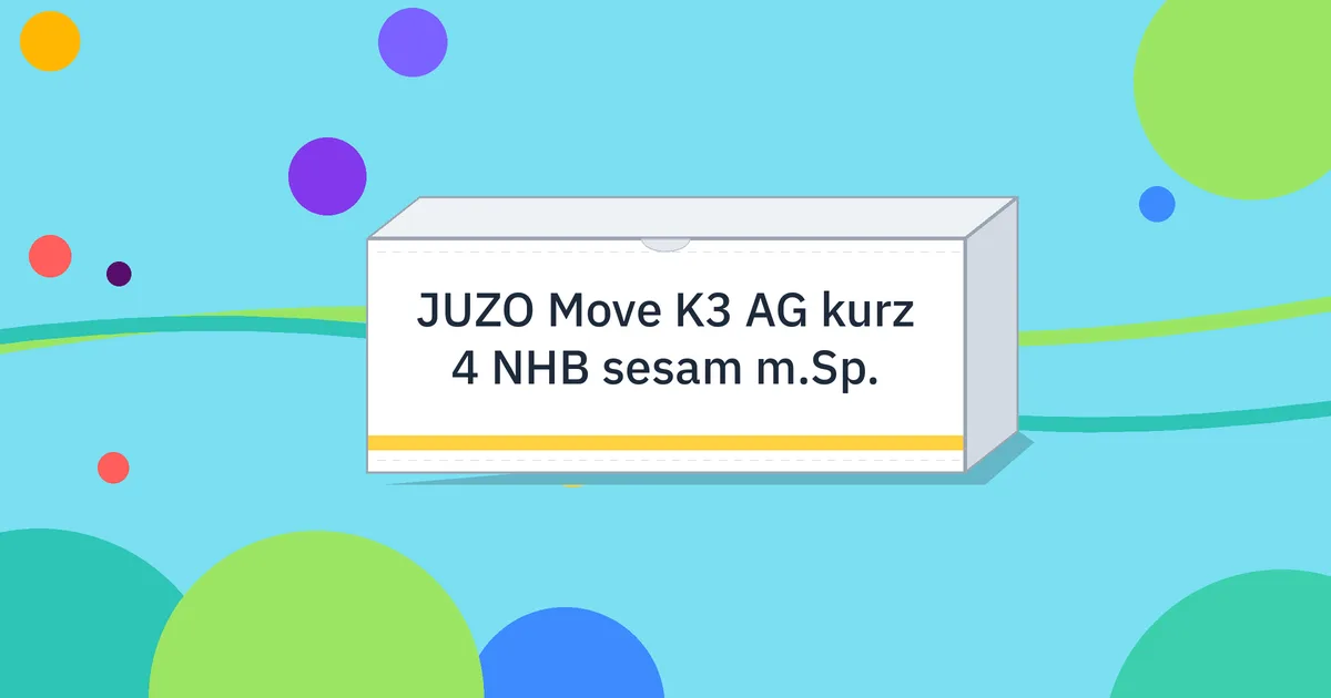 Symbolbild: Packung mit der Aufschrift JUZO Move K3 AG kurz 4 NHB sesam m.Sp. (PZN 18579213) – Verfügbarkeit und Bezug in Apotheken in Frankfurt am Main