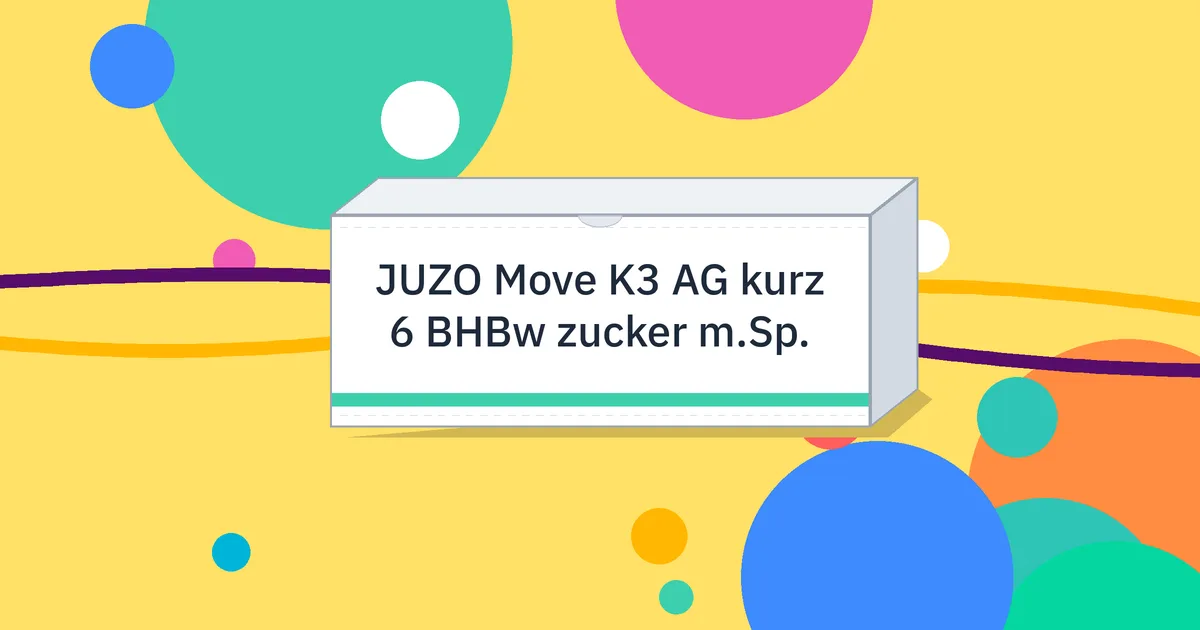 Symbolbild: Packung mit der Aufschrift JUZO Move K3 AG kurz 6 BHBw zucker m.Sp. (PZN 18579779) – Verfügbarkeit und Bezug in Apotheken in Frankfurt am Main
