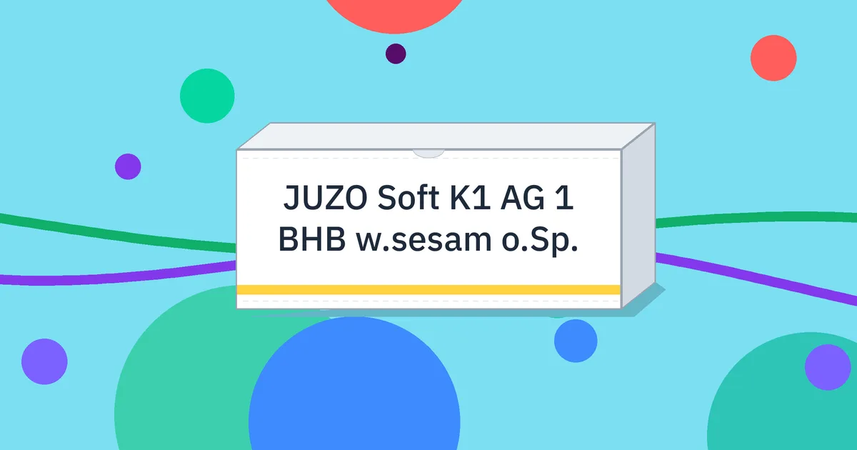 Symbolbild: Packung mit der Aufschrift JUZO Soft K1 AG 1 BHB w.sesam o.Sp. (PZN 14837380) – Verfügbarkeit und Bezug in Apotheken in Frankfurt am Main
