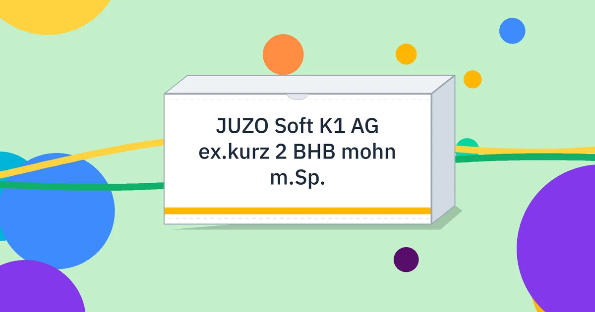 Symbolbild: Packung mit der Aufschrift JUZO Soft K1 AG ex.kurz 2 BHB mohn m.Sp. (PZN 14823751) – Verfügbarkeit und Bezug in Apotheken in Frankfurt am Main