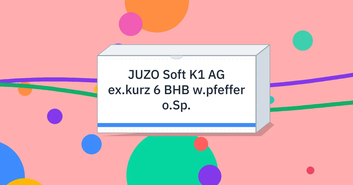 Symbolbild: Packung mit der Aufschrift JUZO Soft K1 AG ex.kurz 6 BHB w.pfeffer o.Sp. (PZN 14839947) – Verfügbarkeit und Bezug in Apotheken in Frankfurt am Main