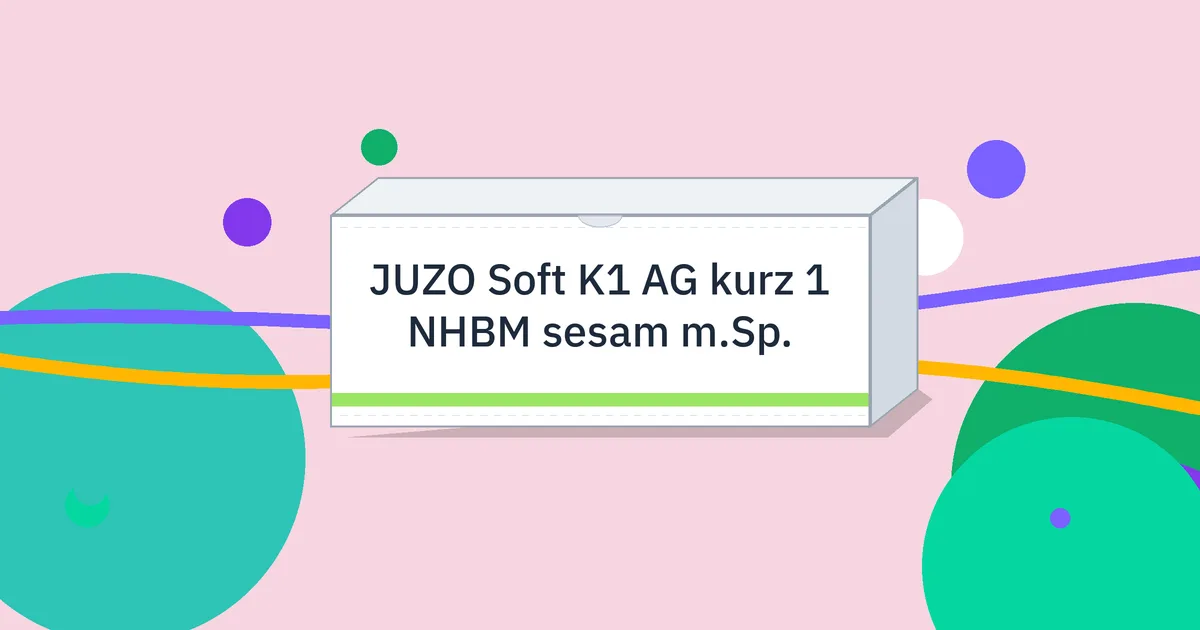 Symbolbild: Packung mit der Aufschrift JUZO Soft K1 AG kurz 1 NHBM sesam m.Sp. (PZN 14999728) – Verfügbarkeit und Bezug in Apotheken in Frankfurt am Main