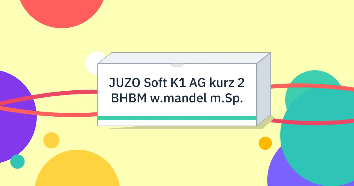 Symbolbild: Packung mit der Aufschrift JUZO Soft K1 AG kurz 2 BHBM w.mandel m.Sp. (PZN 14863710) – Verfügbarkeit und Bezug in Apotheken in Frankfurt am Main