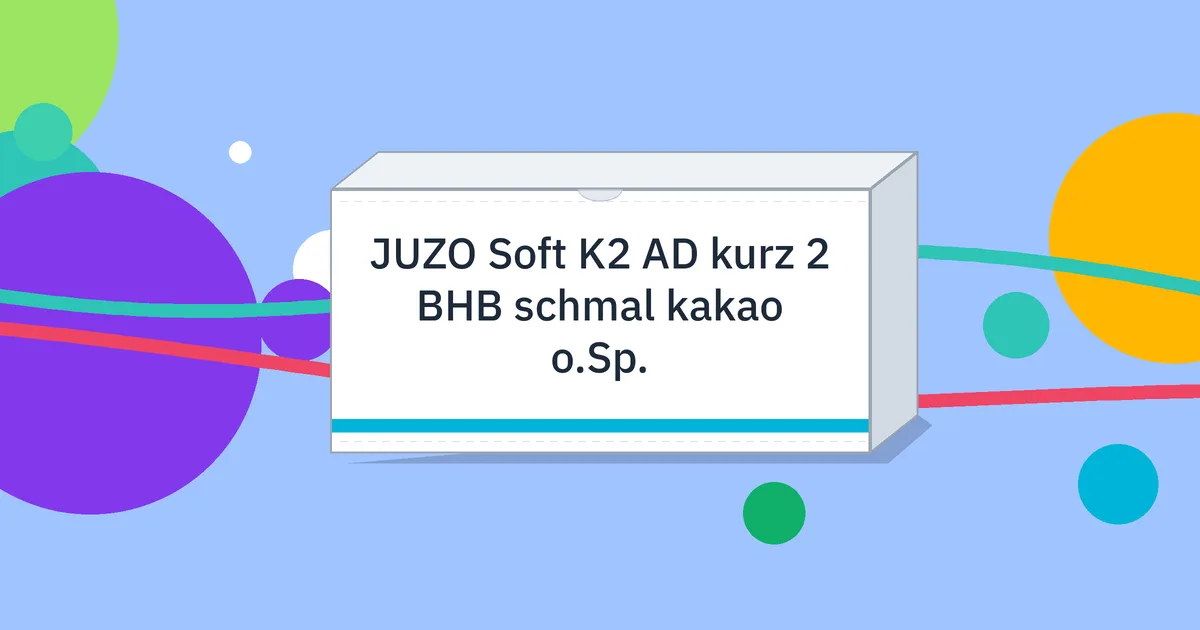 Symbolbild: Packung mit der Aufschrift JUZO Soft K2 AD kurz 2 BHB schmal kakao o.Sp. (PZN 15468045) – Verfügbarkeit und Bezug in Apotheken in Frankfurt am Main