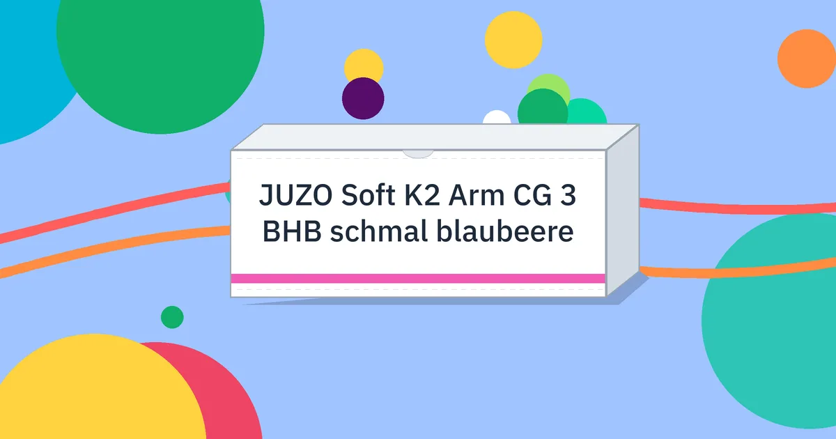 Symbolbild: Packung mit der Aufschrift JUZO Soft K2 Arm CG 3 BHB schmal blaubeere (PZN 15511574) – Verfügbarkeit und Bezug in Apotheken in Frankfurt am Main