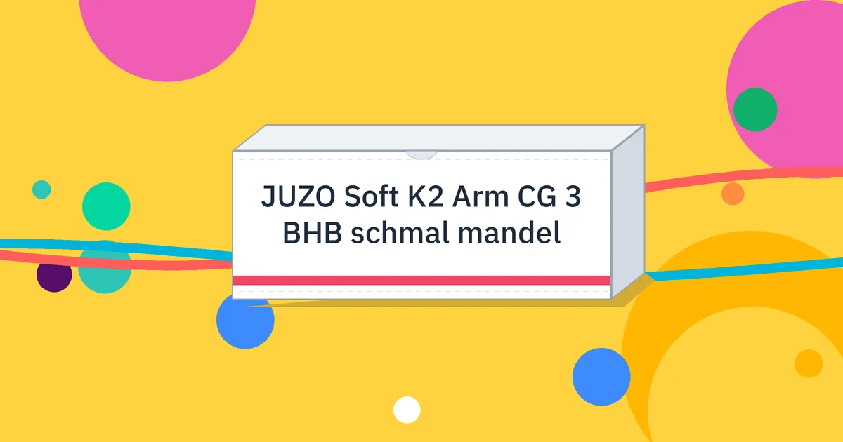 Symbolbild: Packung mit der Aufschrift JUZO Soft K2 Arm CG 3 BHB schmal mandel (PZN 15511634) – Verfügbarkeit und Bezug in Apotheken in Frankfurt am Main