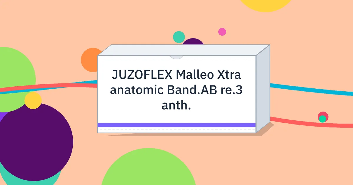 Symbolbild: Packung mit der Aufschrift JUZOFLEX Malleo Xtra anatomic Band.AB re.3 anth. (PZN 16635108) – Verfügbarkeit und Bezug in Apotheken in Frankfurt am Main
