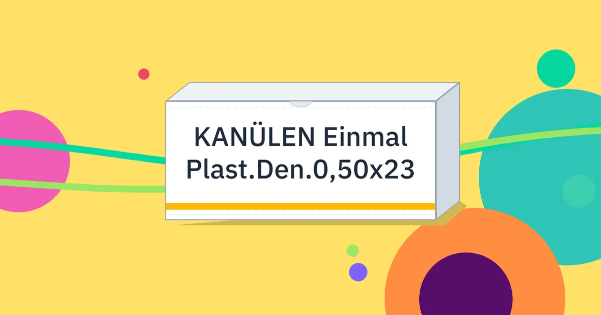 Symbolbild: Packung mit der Aufschrift KANÜLEN Einmal Plast.Den.0,50x23 (PZN 02440217) – Verfügbarkeit und Bezug in Apotheken in Frankfurt am Main