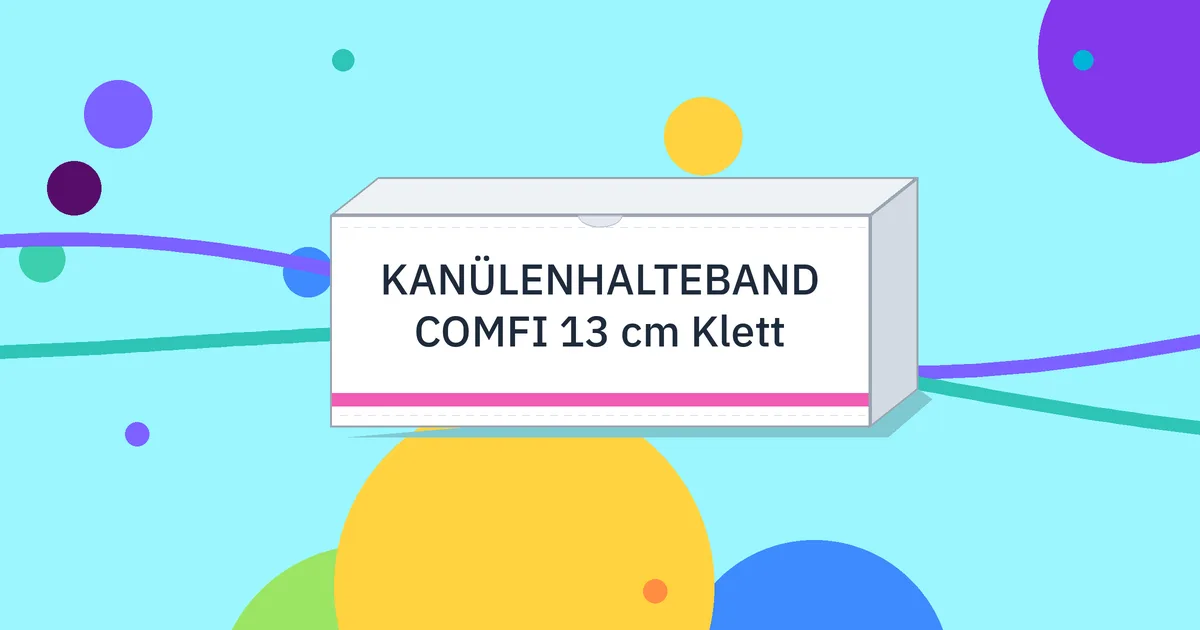 Symbolbild: Packung mit der Aufschrift KANÜLENHALTEBAND COMFI 13 cm Klett (PZN 12542485) – Verfügbarkeit und Bezug in Apotheken in Frankfurt am Main