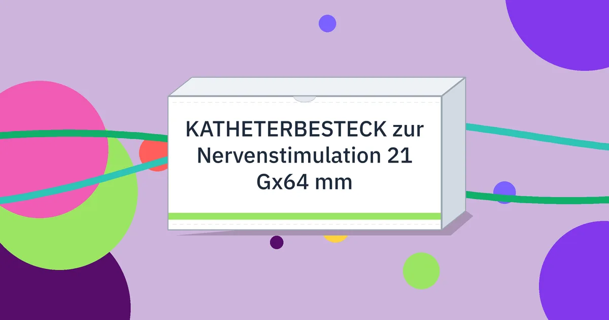 Symbolbild: Packung mit der Aufschrift KATHETERBESTECK zur Nervenstimulation 21 Gx64 mm (PZN 00884944) – Verfügbarkeit und Bezug in Apotheken in Frankfurt am Main