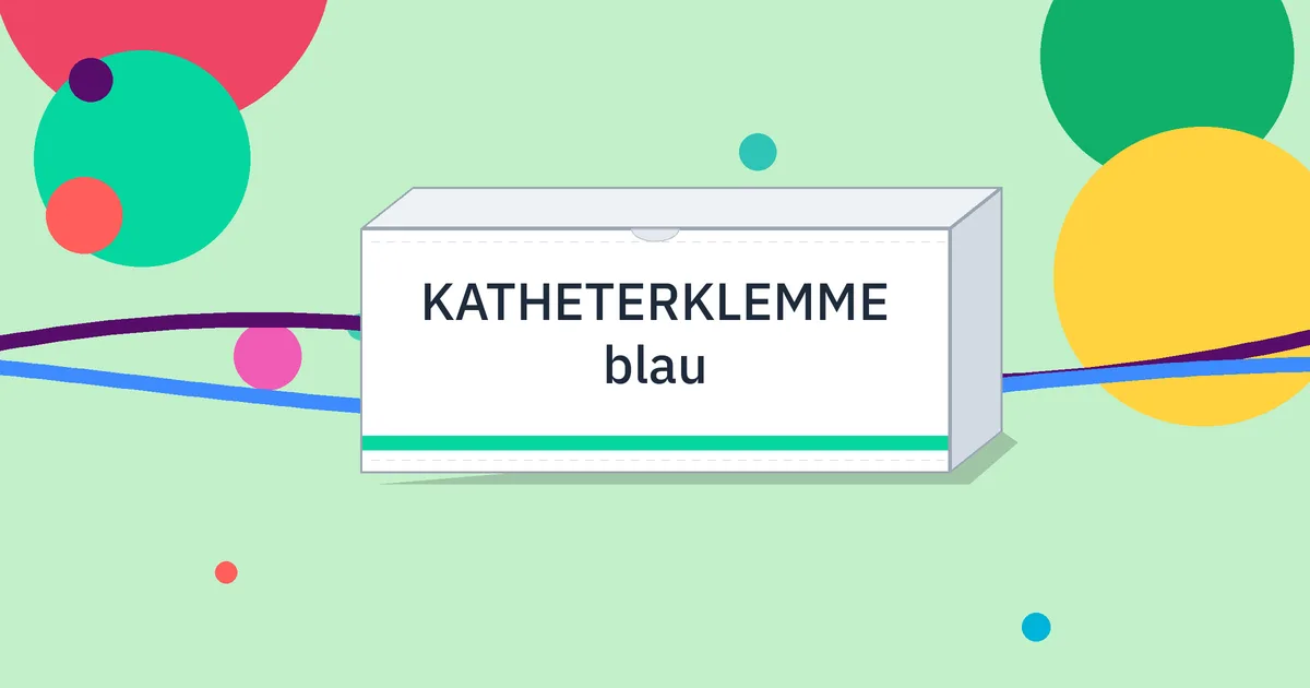 Symbolbild: Packung mit der Aufschrift KATHETERKLEMME blau (PZN 02799160) – Verfügbarkeit und Bezug in Apotheken in Frankfurt am Main