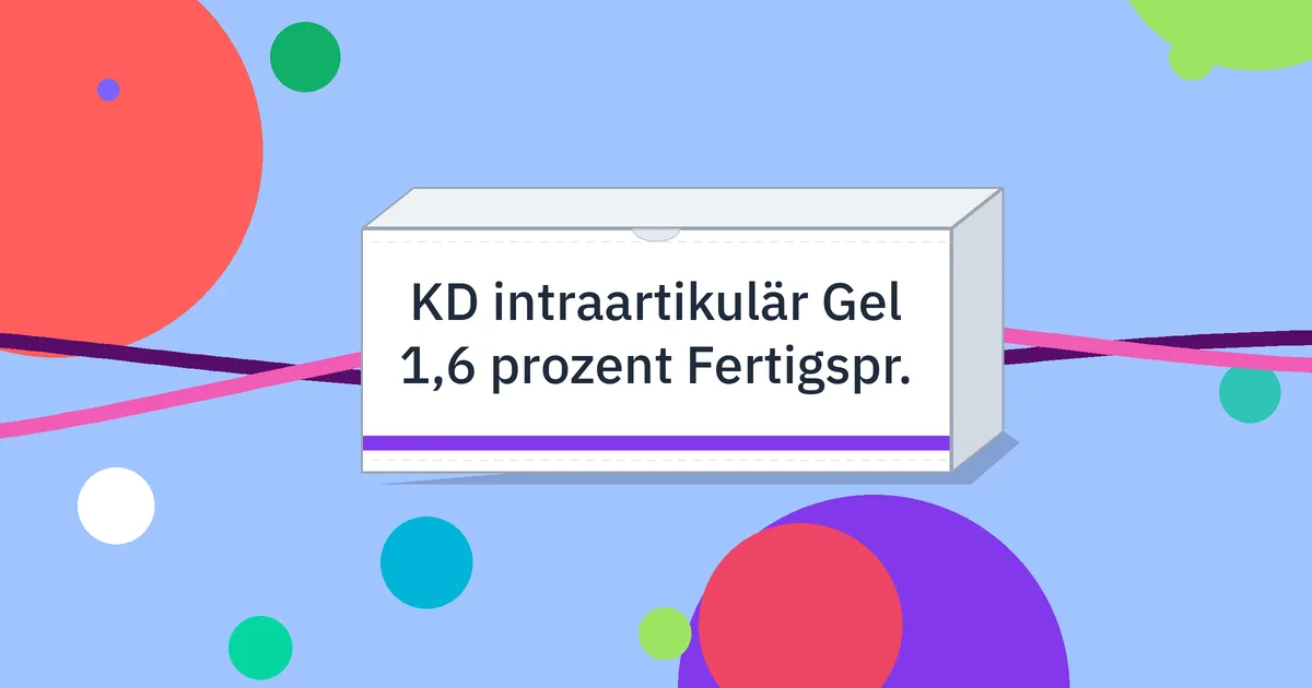 Symbolbild: Packung mit der Aufschrift KD intraartikulär Gel 1,6 prozent Fertigspr. (PZN 09739066) – Verfügbarkeit und Bezug in Apotheken in Frankfurt am Main