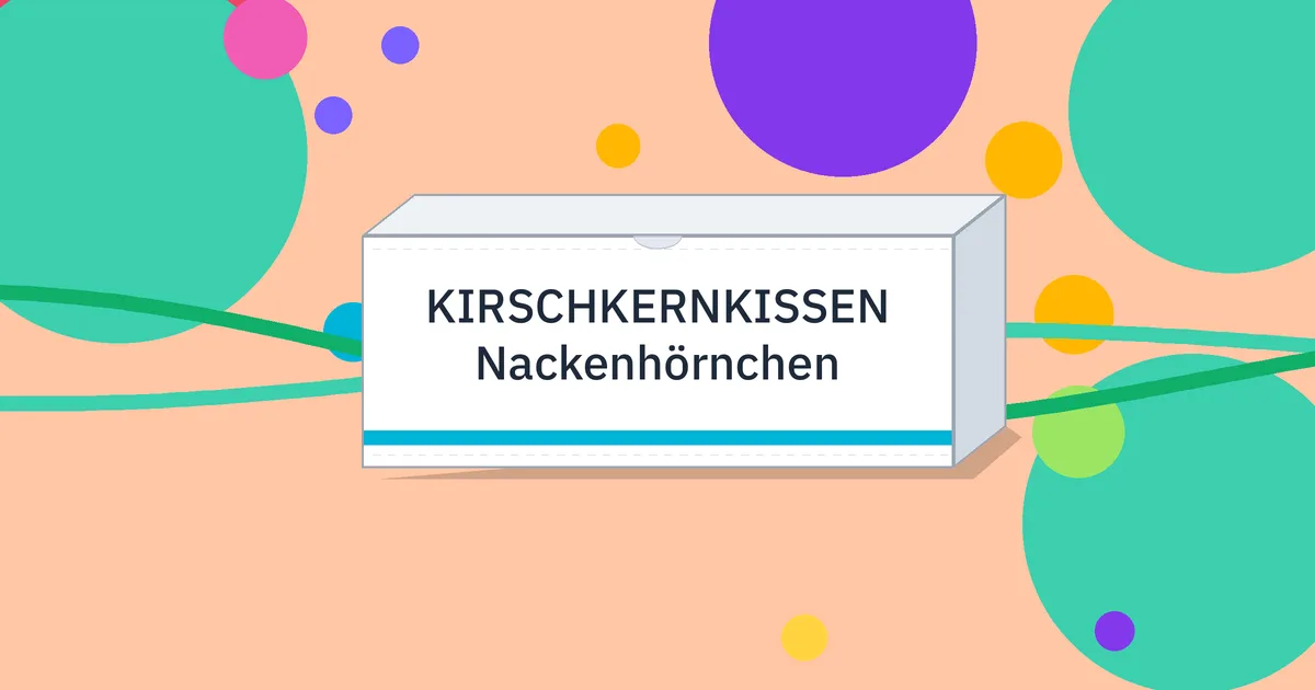 Symbolbild: Packung mit der Aufschrift KIRSCHKERNKISSEN Nackenhörnchen (PZN 01569357) – Verfügbarkeit und Bezug in Apotheken in Frankfurt am Main