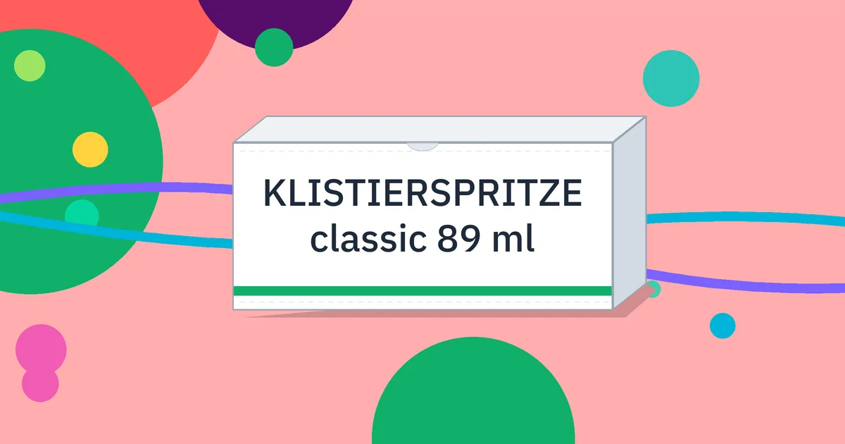 Symbolbild: Packung mit der Aufschrift KLISTIERSPRITZE classic 89 ml (PZN 02819827) – Verfügbarkeit und Bezug in Apotheken in Frankfurt am Main